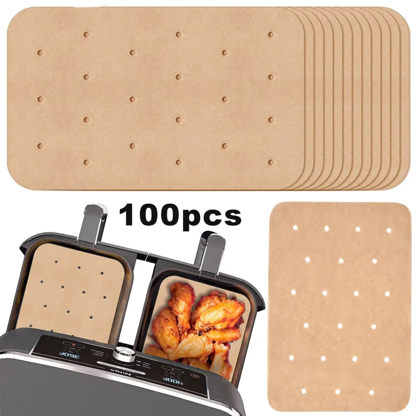 100pcs 닌자 푸디 듀얼 에어 프라이어 용 에어 프라이어 액세서리 100pcs 에어 프라이어 라이너 에어 프라이어 일회용