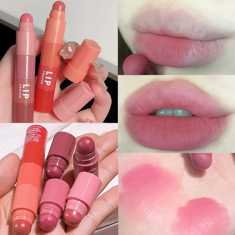 Lápiz labial mate Nude Crayon, resistente al agua, terciopelo duradero, rojo, rosa, Morado ...