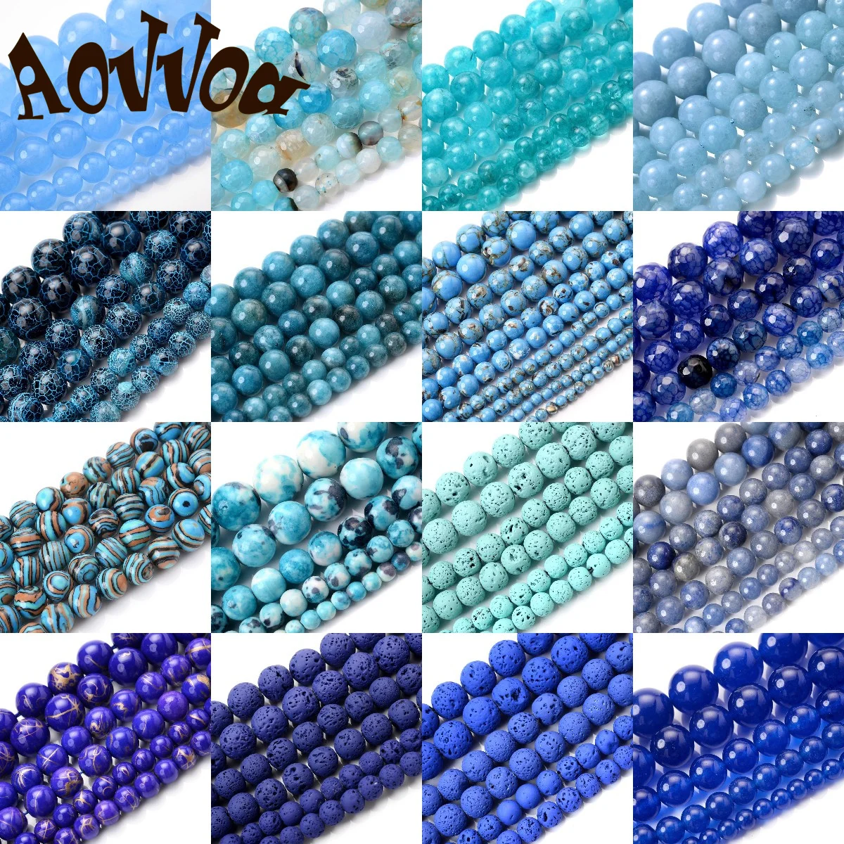 Natural-Blue-Stone-Beads-Turquoises-Agates-Jades-Loose-Spacer-Beads-for ...
