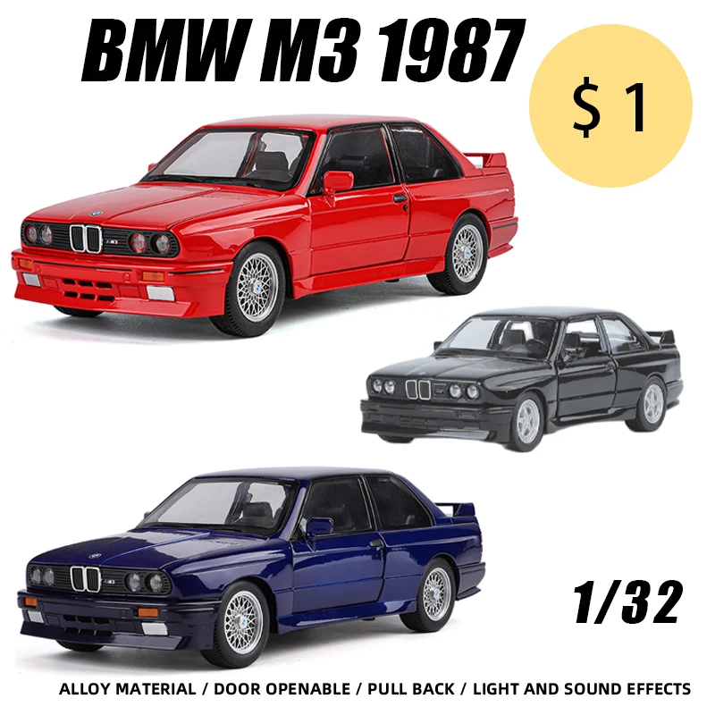 1:36 BMW M3 1987 sedan Alloy Car Diecast Metal Vehicle Model Kid Toy ...