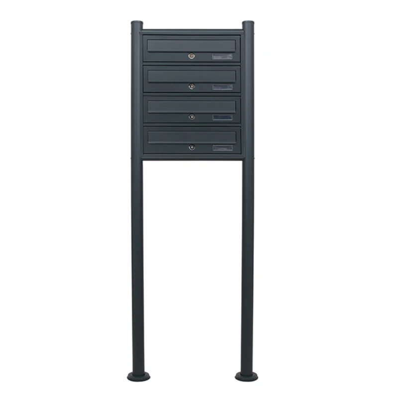 Black-Locking-Mailbox-Popular-Free-Standing-Stainless-Steel-Letterbox ...