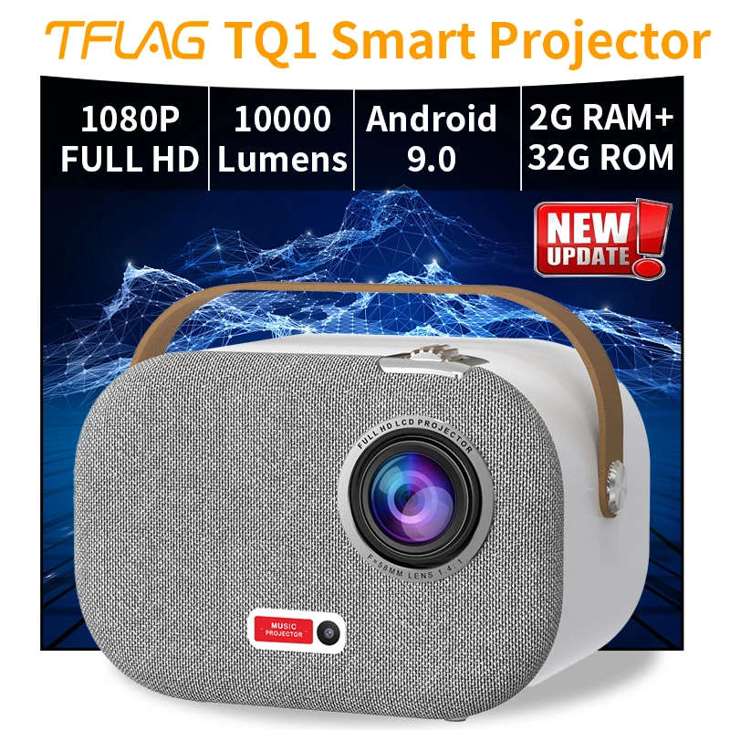 TFlag TQ1 Mini Projector Full HD 1080P 10000 Lumens 4K Smart Android 9. ...