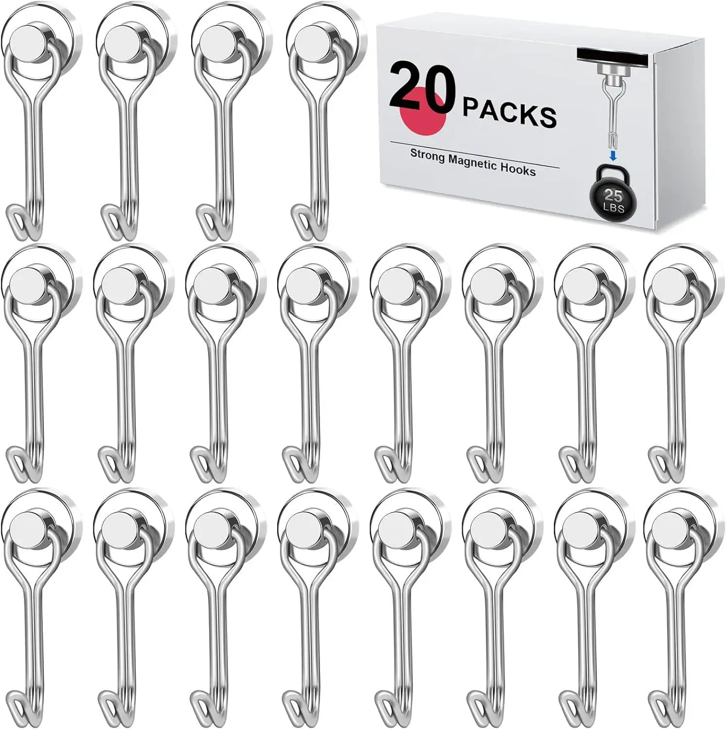20pcs-silver-Magnetic-Hooks-Cruis-Heavy-Duty-Neodymium-Rare-Earth ...