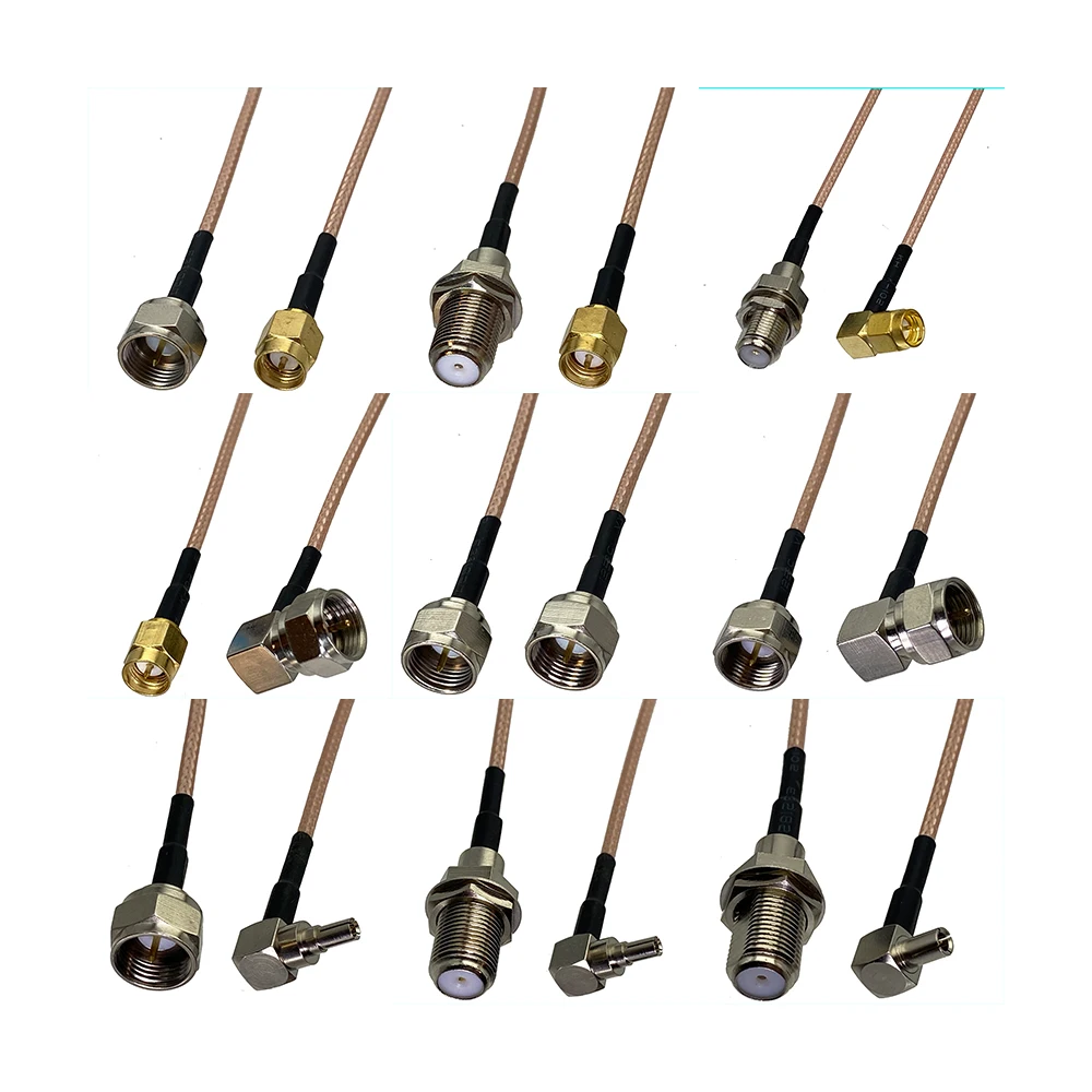 RG316 F to SMA RP SMA CRC9 TS9 Male Plug & Female Jack Straight & Right Angle Coaxial Connector ...