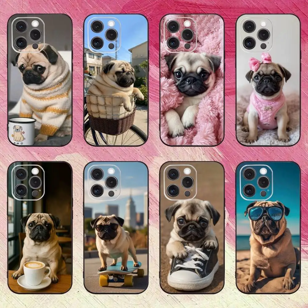Cute Pug Dog Phone Case For iPhone17,16,15,14,13,12,11 Plus,Pro Max ...