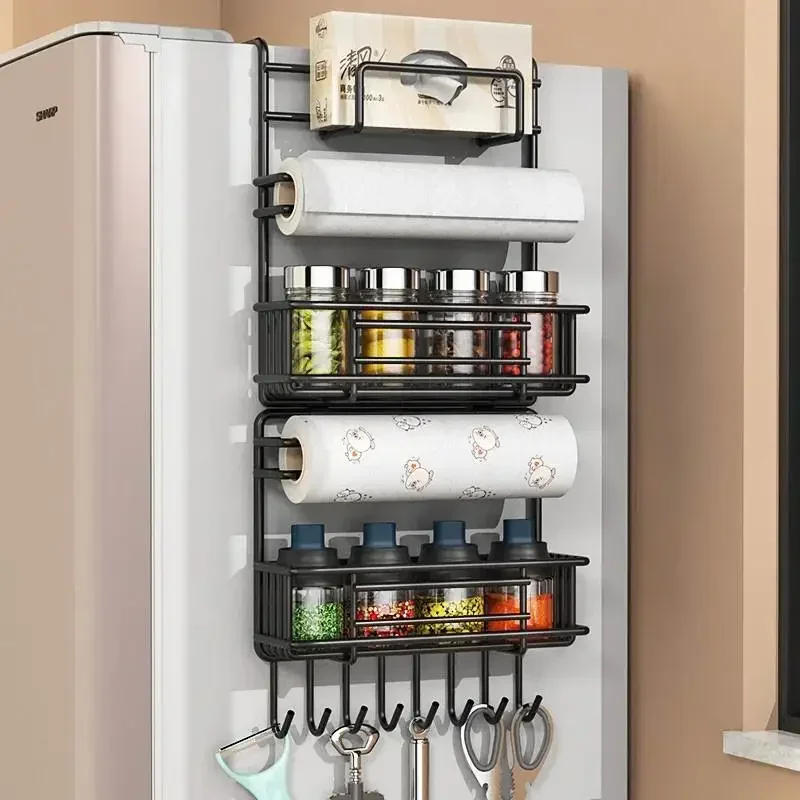 Refrigerator-Side-Organizer-Multilayer-Fridge-Wall-Side-Hanger-Shelf ...