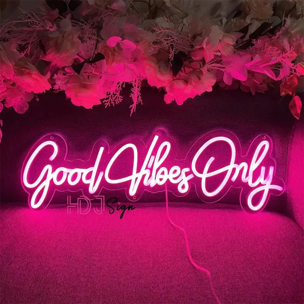 Custom-Neon-Led-Sign-Good-Vibe-Only-Bedroom-Party-Decoration-Neon ...