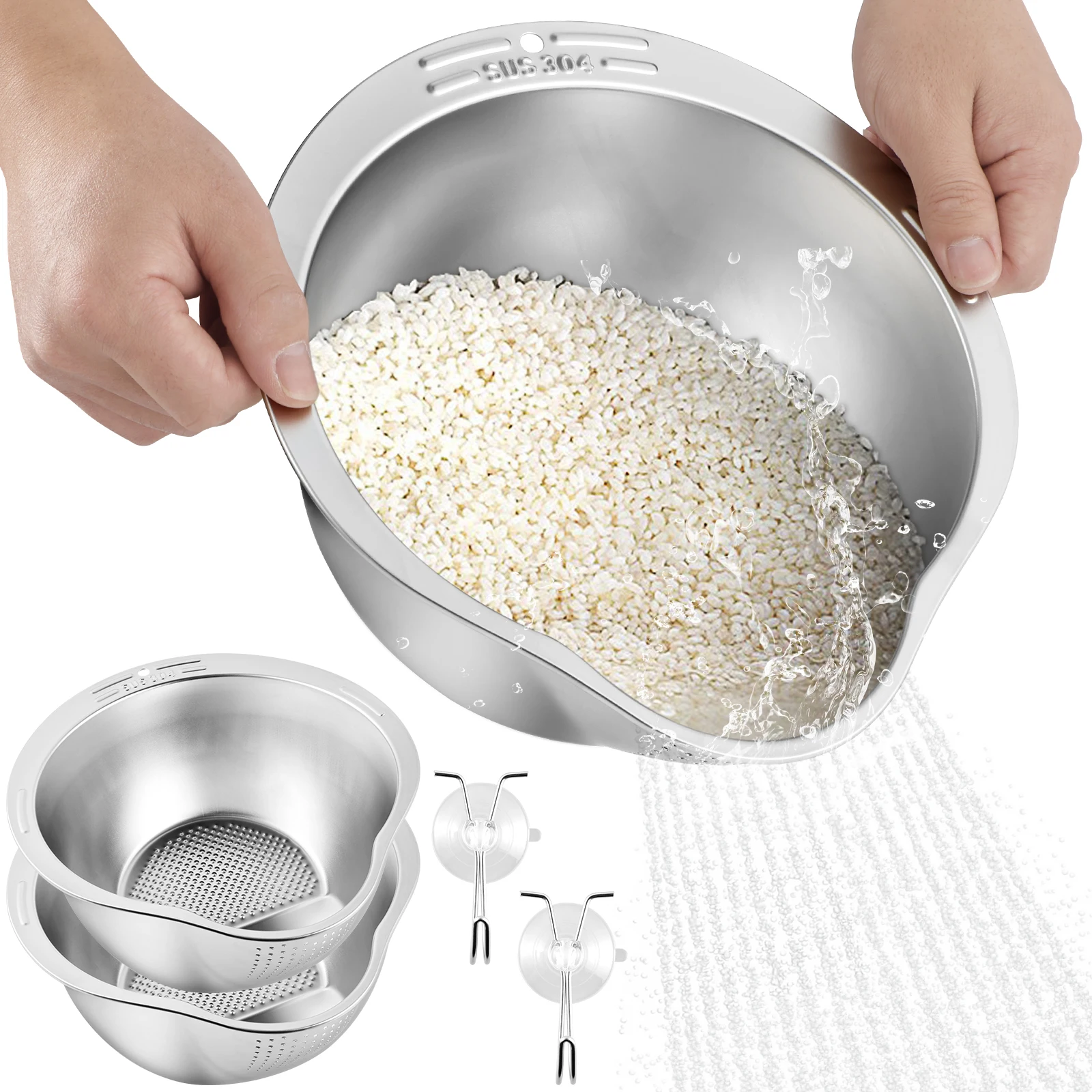 Rice-Strainer-2-Pack-Strainers-and-Colanders-for-Kitchen-with-2-Hooks ...