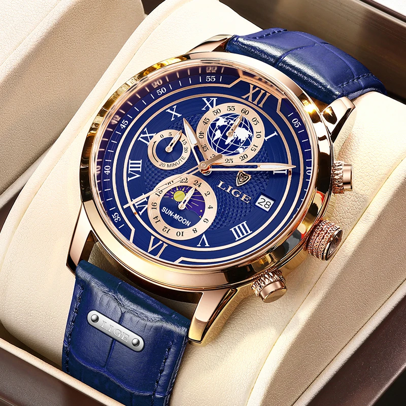 Reloj LIGE de lujo para Hombre, relojes de pulsera de cuarzo a la moda ...