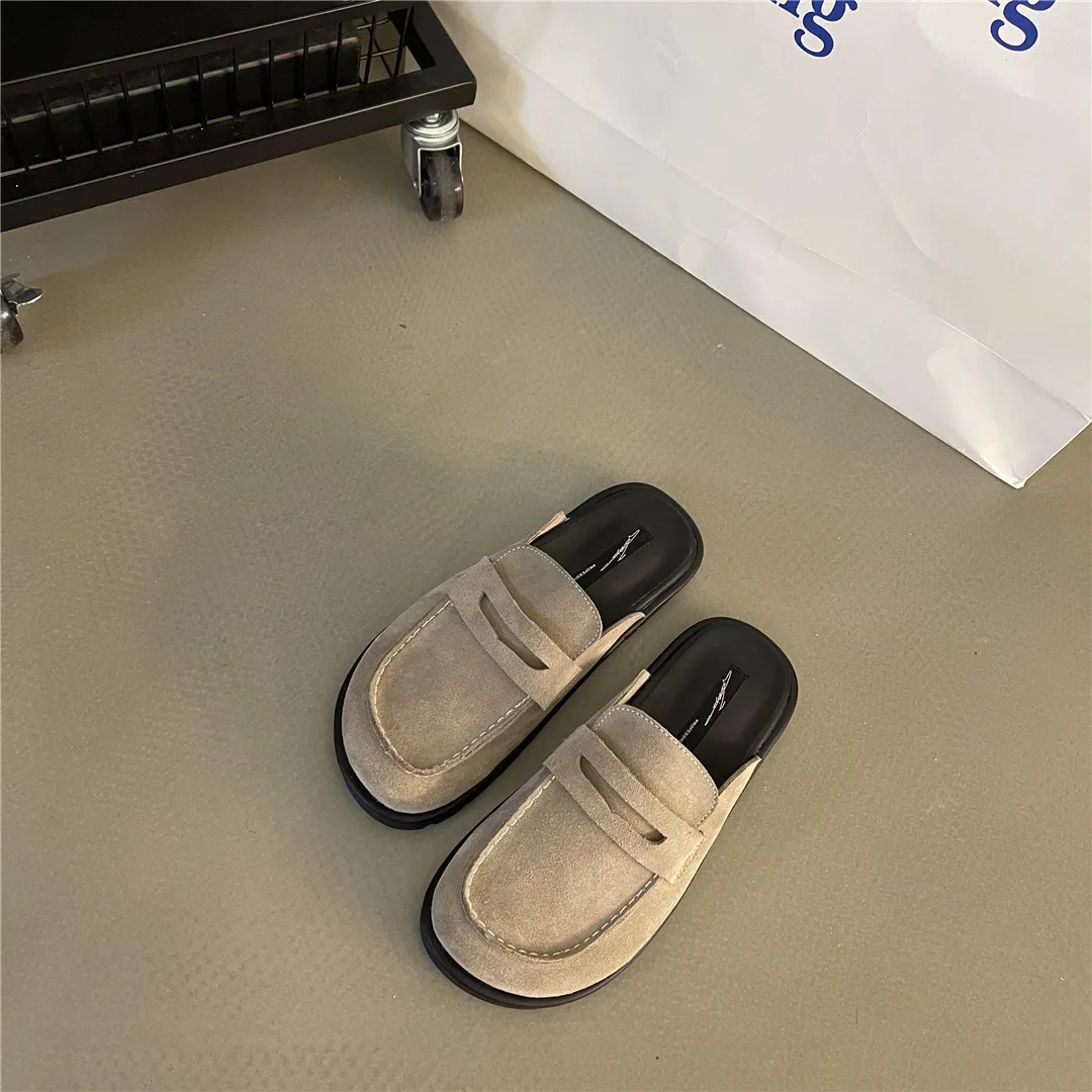 Flock-Low-House-Slippers-Platform-Shoes-Slides-Cover-Toe-Mules-For ...