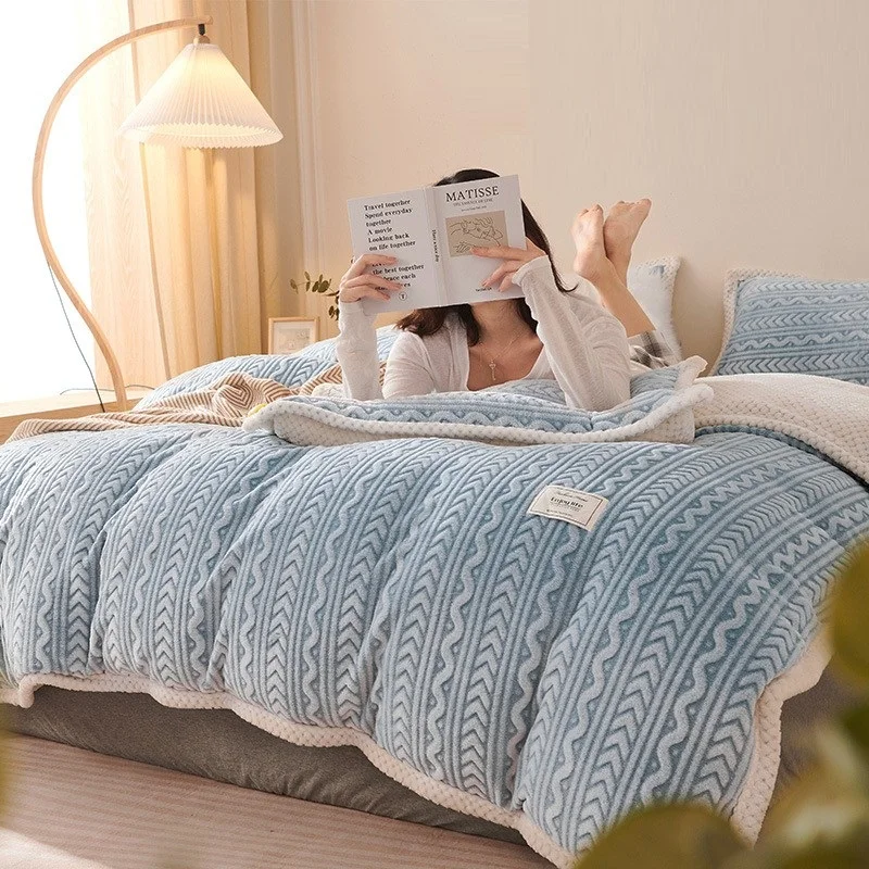 Winter-Warm-Solid-Flannel-Duvet-Cover-Single-Double-Queen-King-Size ...