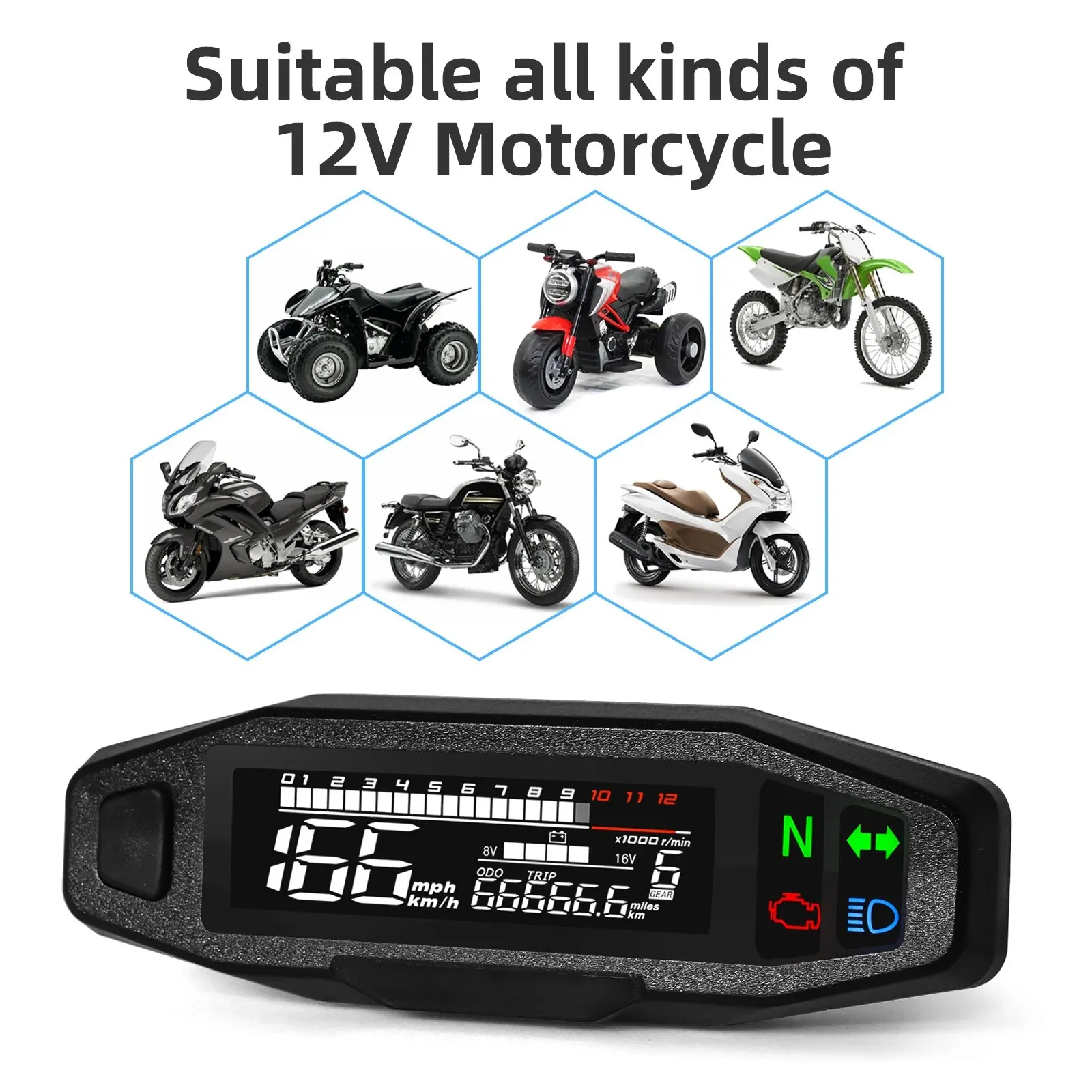 AD-Universal-Motorcycle-Speedometer-Digital-Speed-Meter-LED-Tachometer ...