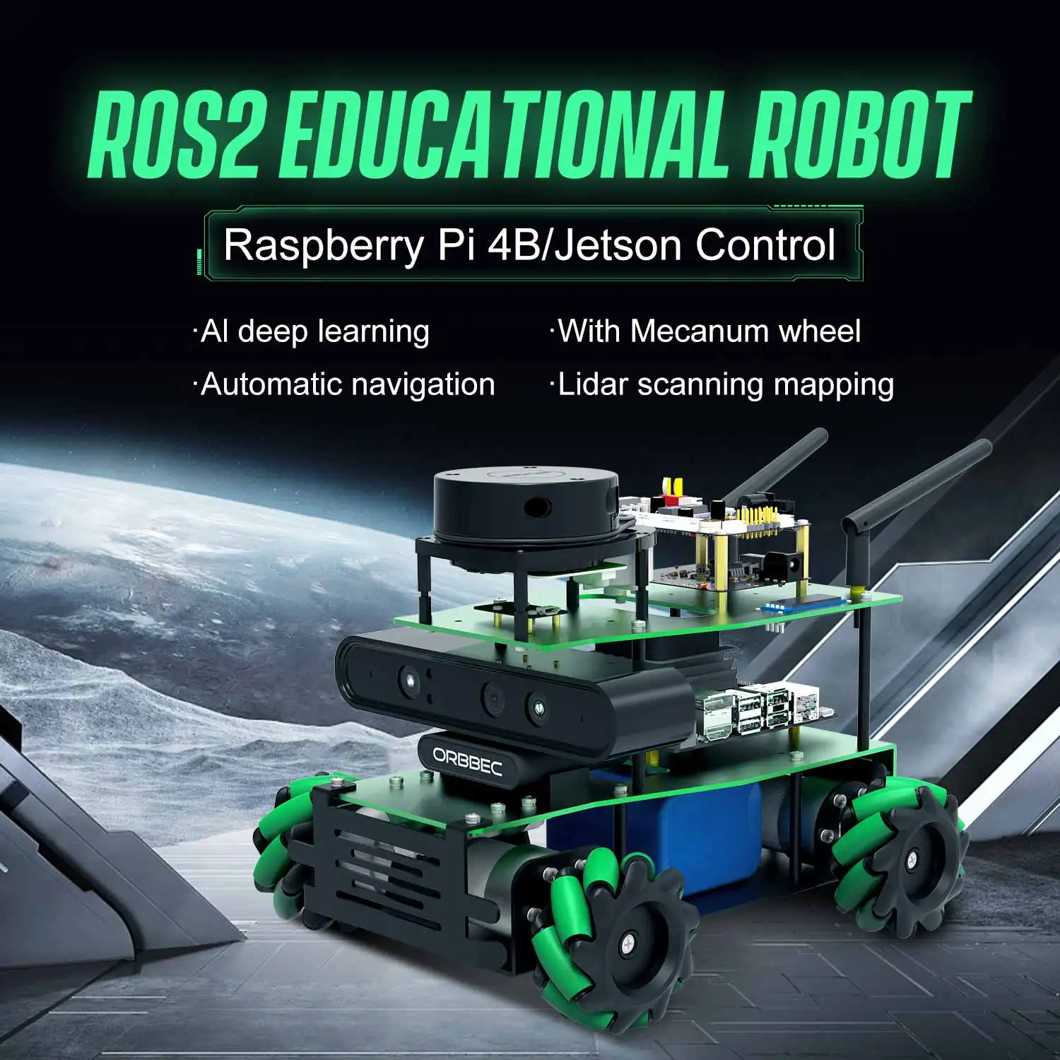 ROSMASTER X3 ROS2 교육용 로봇 자동차 자동화 키트, 메카넘 휠 라이더 포함, 젯슨 나노, 라즈베리 파이용 3D ...