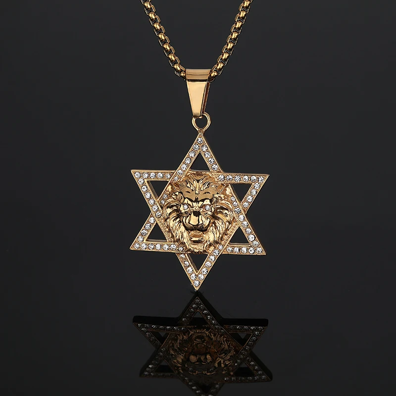 Hip-Hop-Bling-Iced-Out-Gold-Color-Stainless-Steel-Jewish-Star-of-David ...