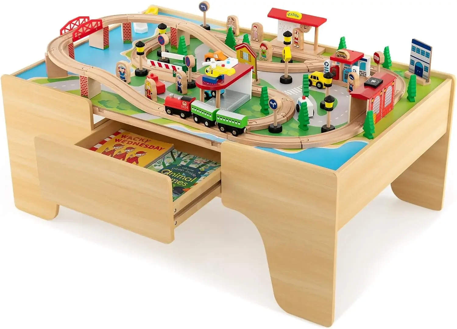Train-Table-84-Pcs-Wooden-Kids-Activity-Table-Playset-with-Reversible ...