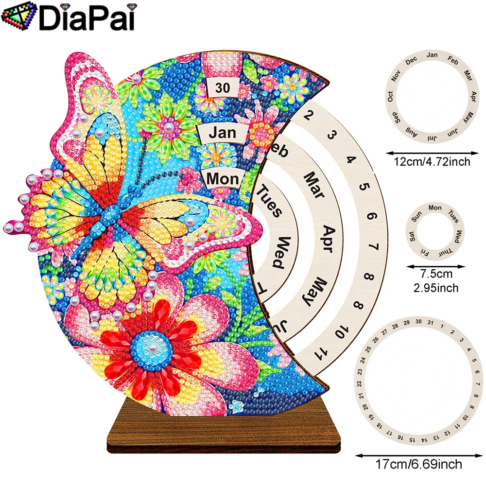 DIAPAI-Diamond-Painting-Calendar-Ornaments-Wooden-Rotating-Calendar ...