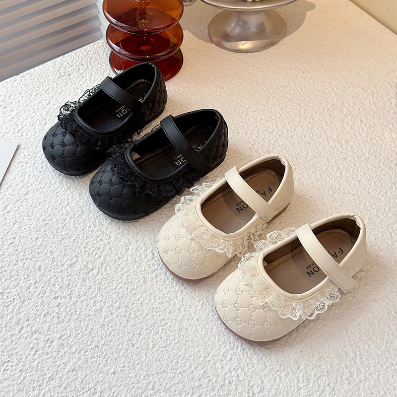Spring Girl's Princess Shoes Lace Sewing Cute Fashion Kid's Flat Shoe ...