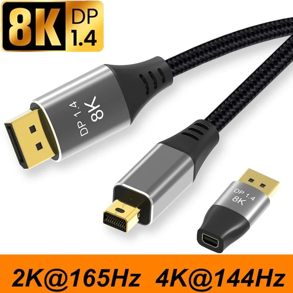 Mini-DisplayPort-para-DisplayPort-1-4-Cabo-8K-60Hz-4K-144Hz-2K-240Hz ...