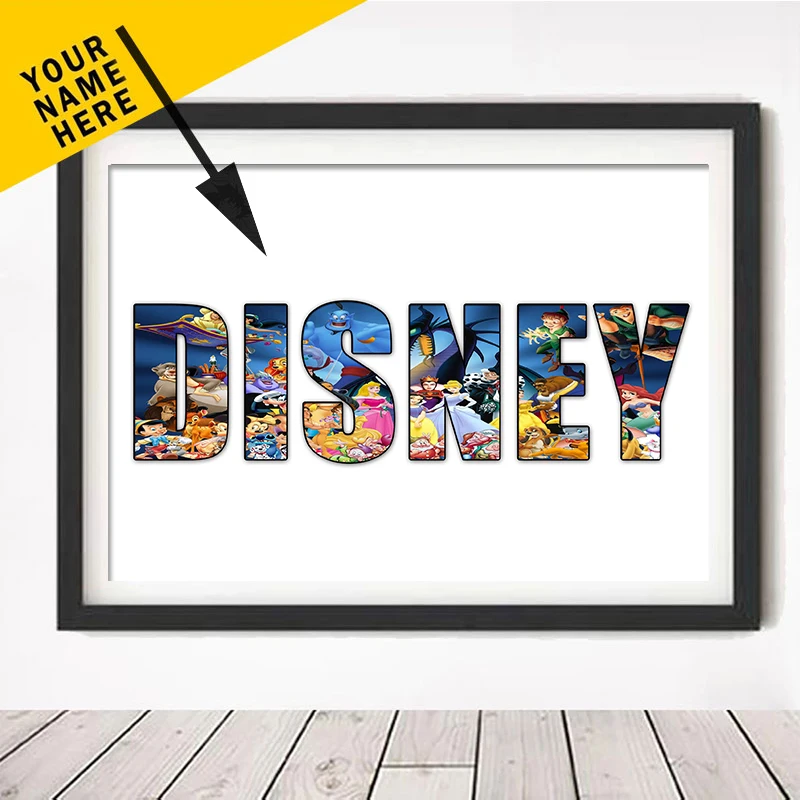 Póster personalizado de Disney con temática de nombre y palabra, póster ...