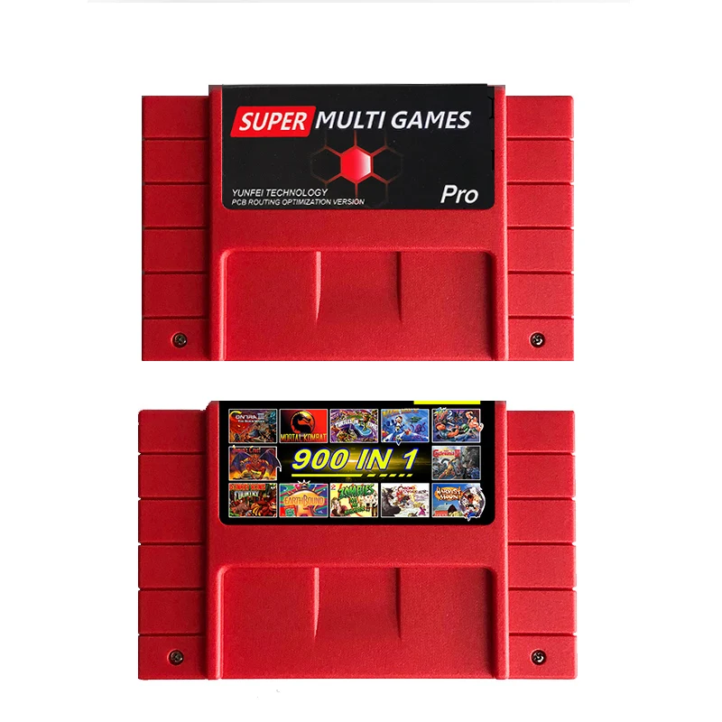 Superior Super 16 Bit Multi Game Card Cartridge 900 in 1 Red Shell for ...