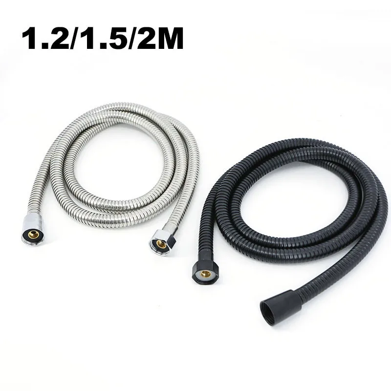 Silver Black 1.2m 1.5m 2m Bath Shower water Hose Stainless Steel ...