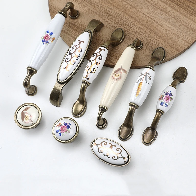 Retro-Rural-Ceramic-Pattern-Kitchen-Drawer-Handles-Antique-Furniture ...