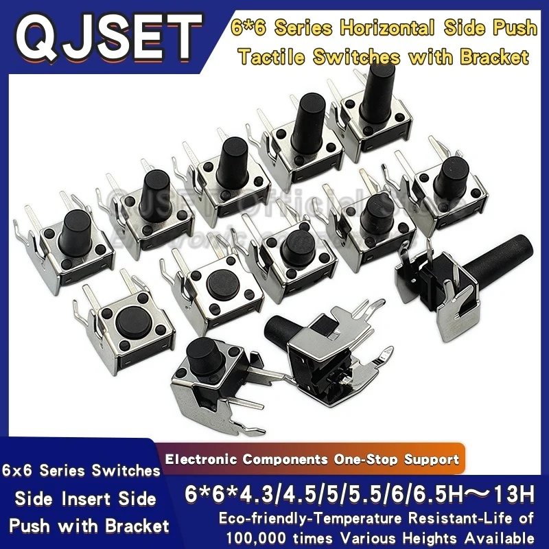 20pcs Microswitch Horizontal with Bracket Side Push Switch Button 6x6x4 ...