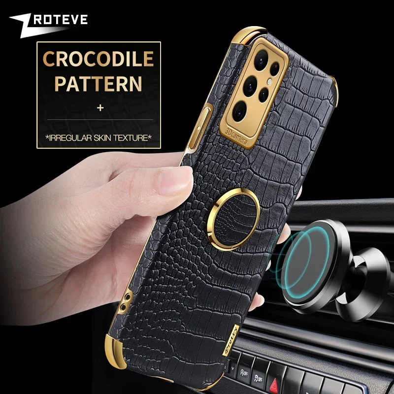 S23-Ultra-Case-ZROTEVE-Crocodile-Pattern-Leather-Cover-For-Samsung ...