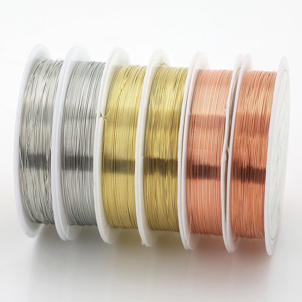 1 rolo 0.2 1mm ouro ródio cor fio de cobre beading cabo para diy ...