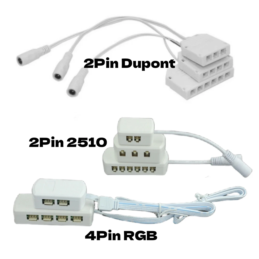 1 DC Female to 2/3/4/5/6/8/10 DuPont Female Connector Junction Box for ...