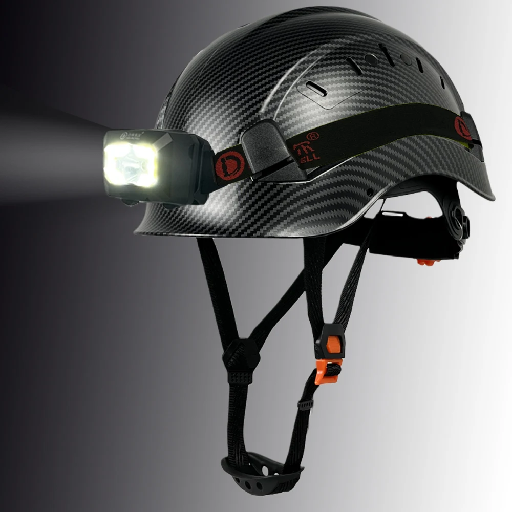 CE Safety Helmet With Led Head Light ABS Hard Hat Breathable ANSI Industrial Work Cap For Men ...