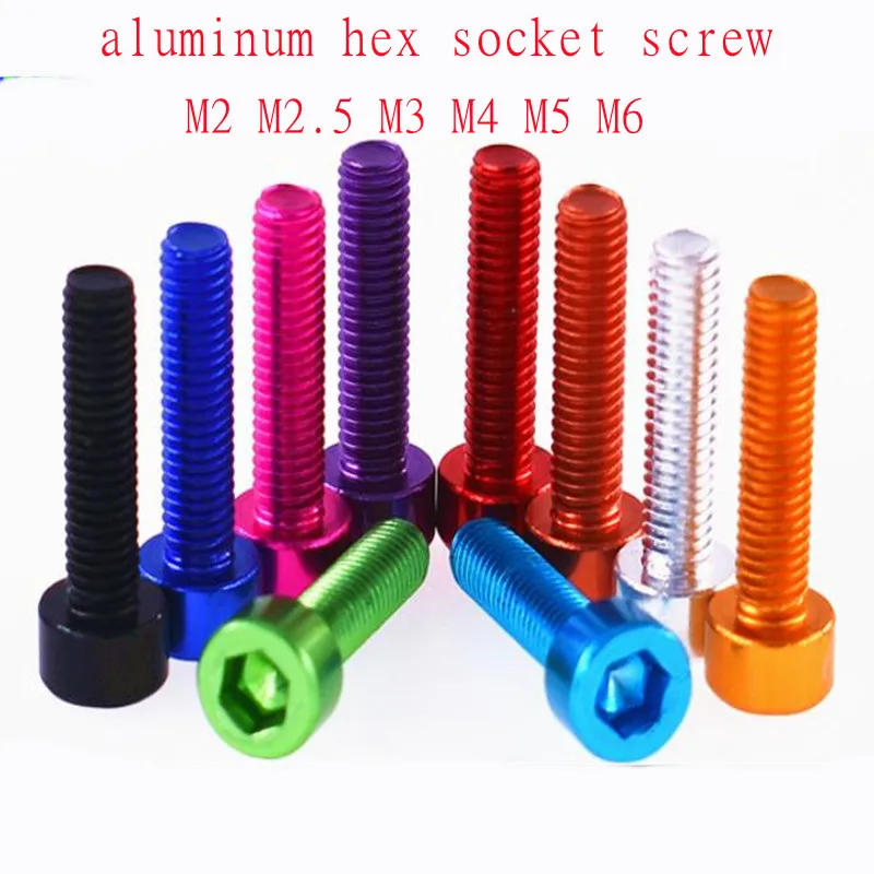 Vis-t-te-cylindrique-en-aluminium-vis-six-pans-creux-color-es-Din912-M3 ...