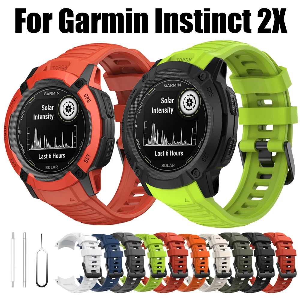 26mm-No-Gaps-Silicone-Strap-For-Garmin-Instinct-2X-Solar-Tactical ...