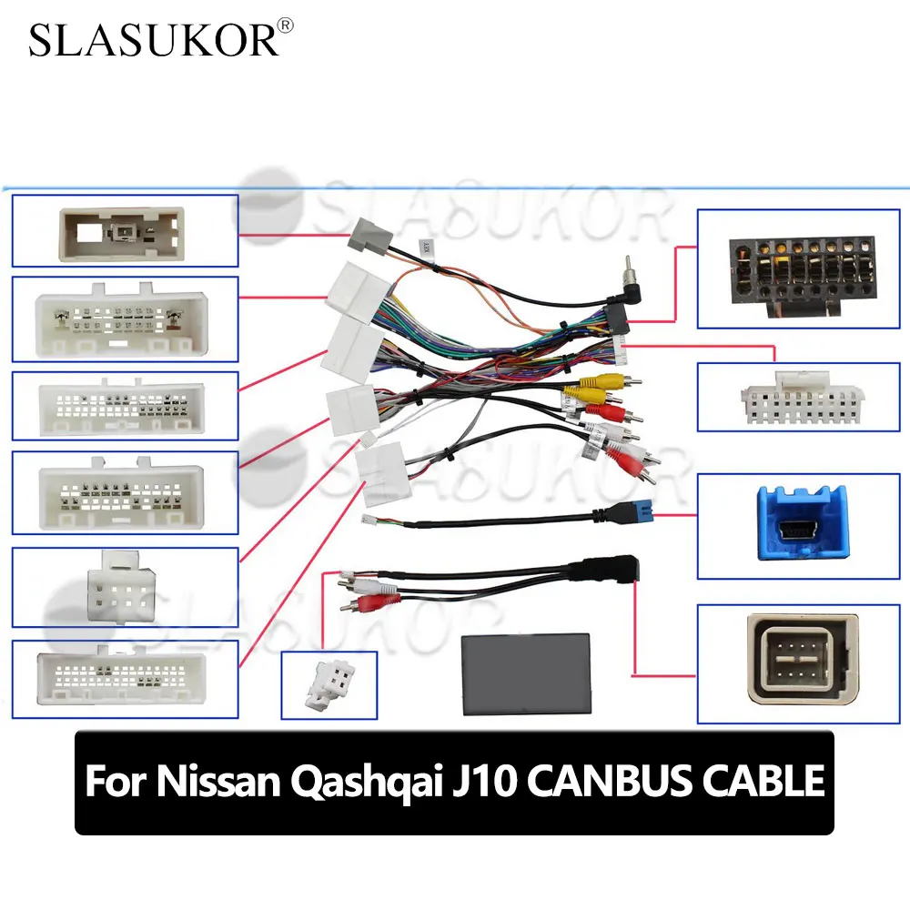 Car Radio Cable with CAN Bus Box Canbus for Nissan Qashqai J10 2006-2013