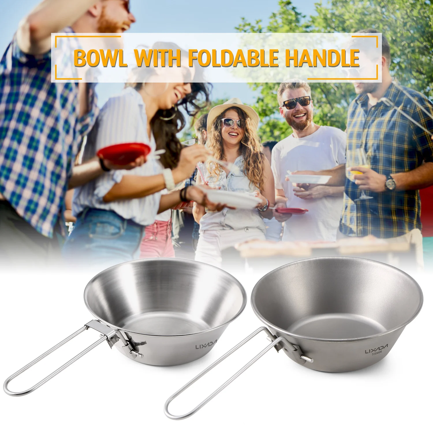 Lixada Camping Bowl Titanium & Stainless Steel Bowl With Foldable ...