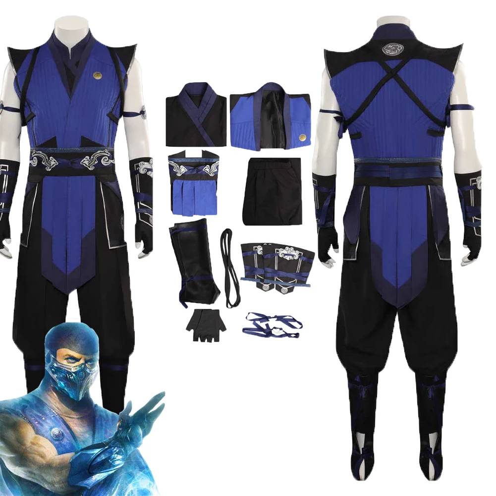 Disfraz-de-Cosplay-de-juego-Mortal-Cos-Kombat-Sub-Zero-conjunto-de-ropa ...