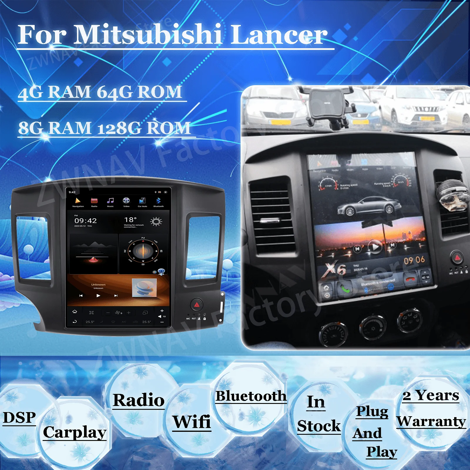 Reproductor Multimedia para coche Mitsubishi Lancer, Radio con Bluetooth, receptor estéreo ...