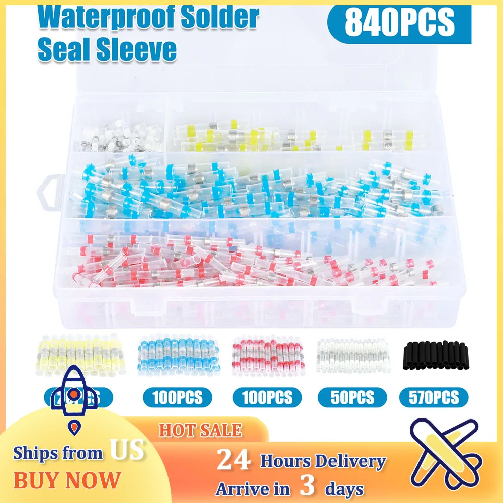 840Pcs-Solder-Seal-Wire-Connectors-Waterproof-Heat-Shrink-Tubes ...
