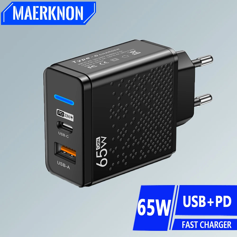 65W-Earphone-Charger-USB-C-Charger-2-Ports-Fast-Charging-Type-C-Charger ...