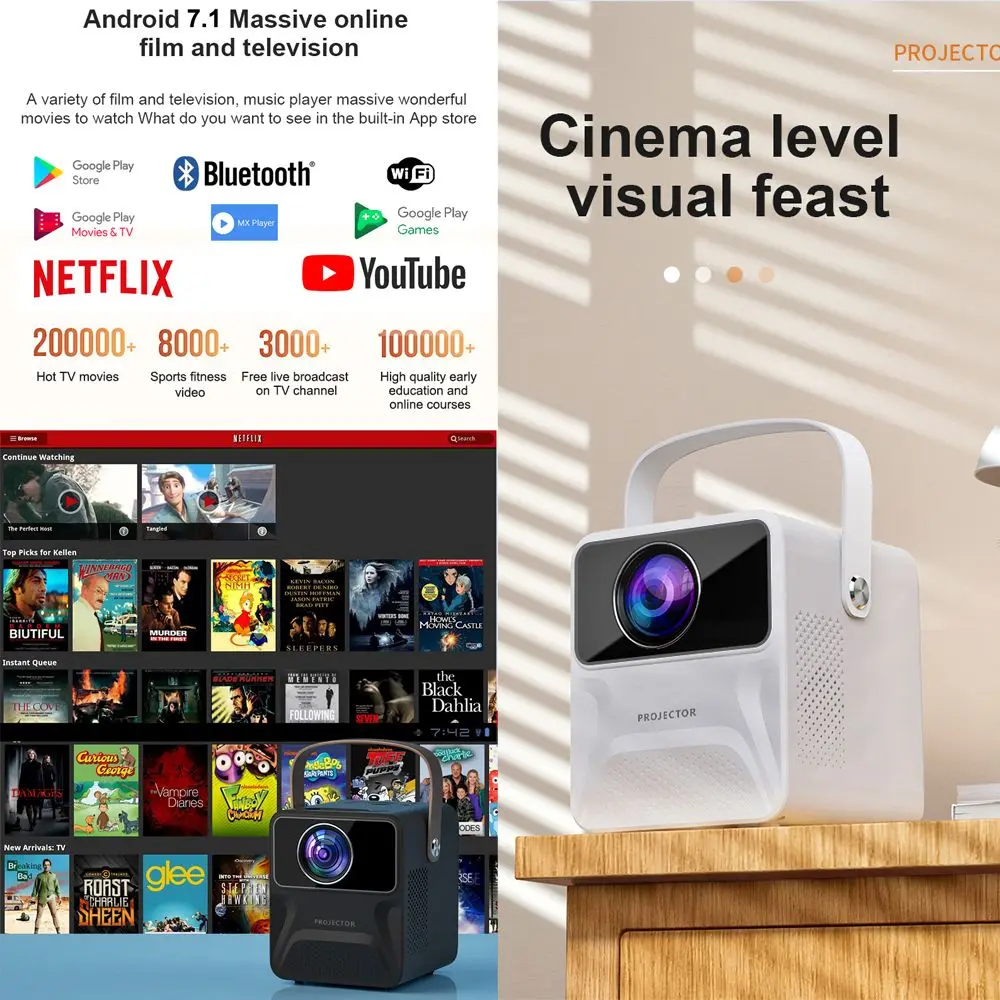 1080p Full Hd Usb Portable Mini Projector Support Home Media Player ...