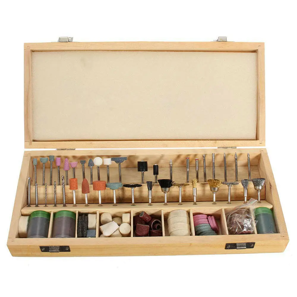 100-228pcs-Power-Tool-Accessories-Set-Wooden-Box-Fits-Dremel-Grinding ...