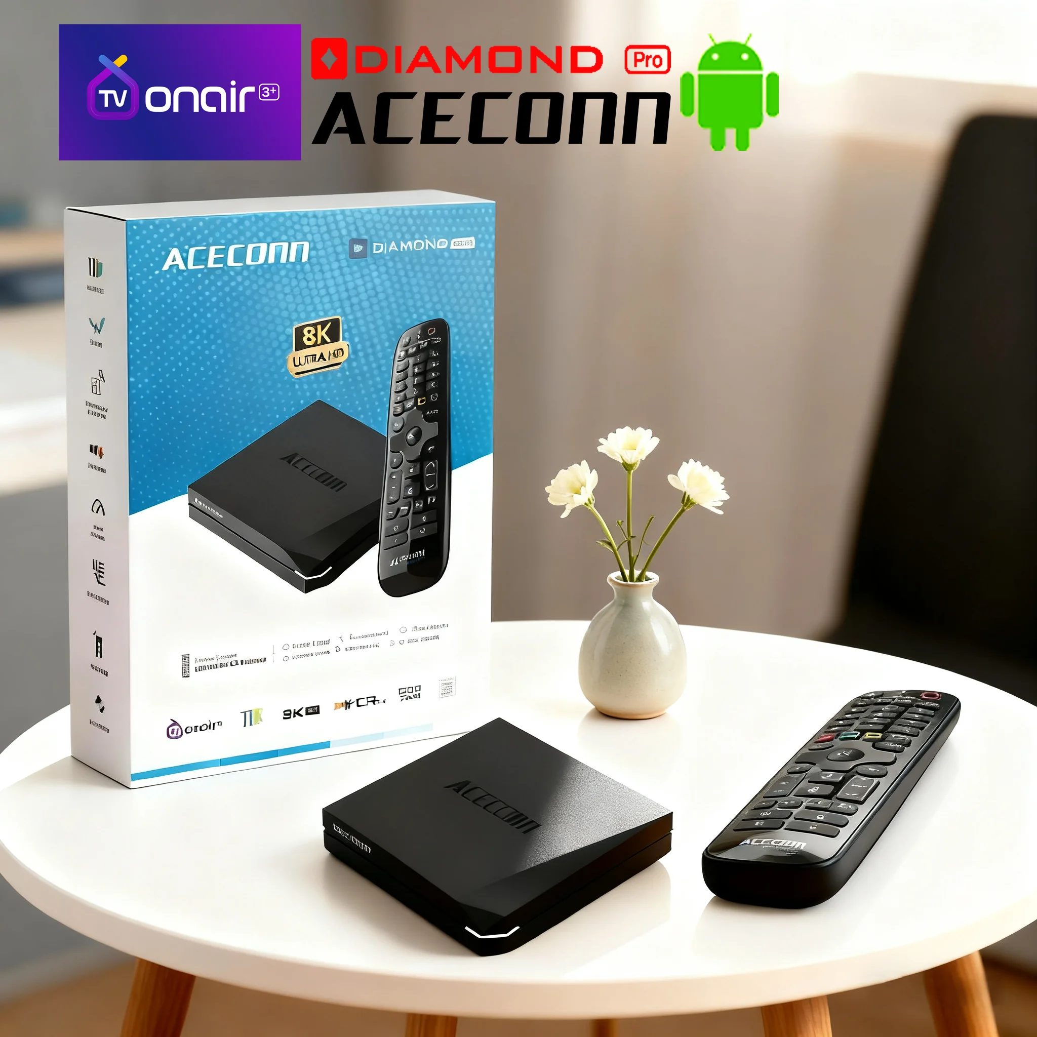 ACECONN Diamond-Pro TV Box IPTV 2GB+32GB Dual band WiFi 6 Bluetooth ...