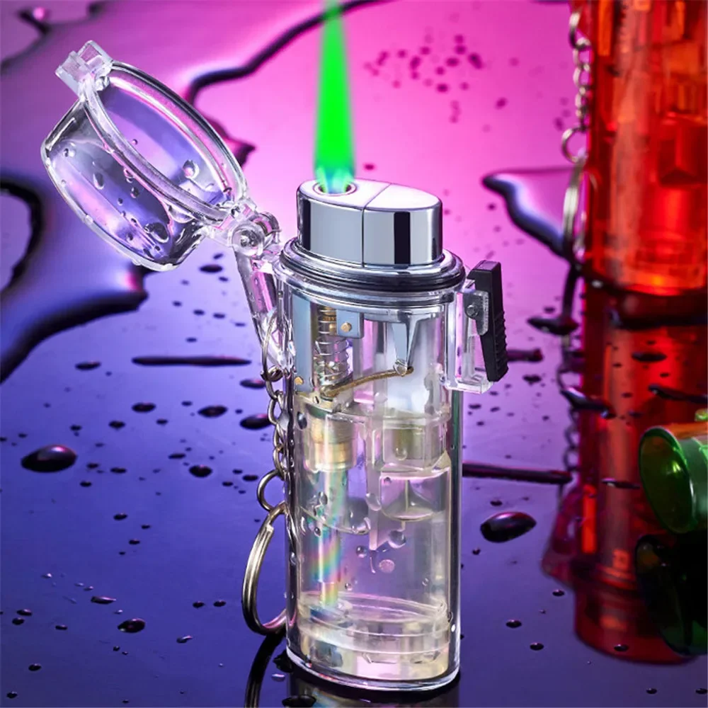 Transparent Waterproof Green Flame Lighter Detachable Lighter Case ...