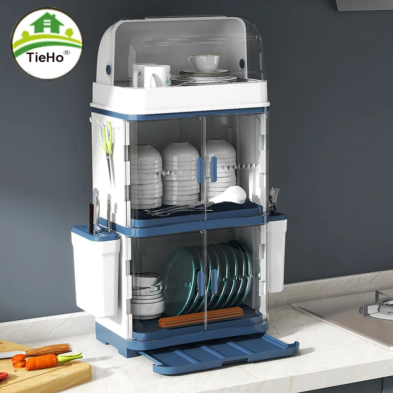 Household-Kitchen-Tableware-Storage-Rack-Multi-layer-Flip-Cupboard ...