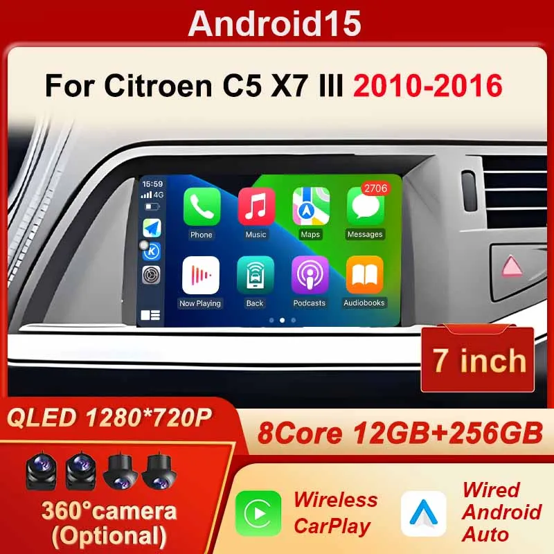 7'' Android Carplay For Citroen C5 X7 III Android Auto Car radio ...