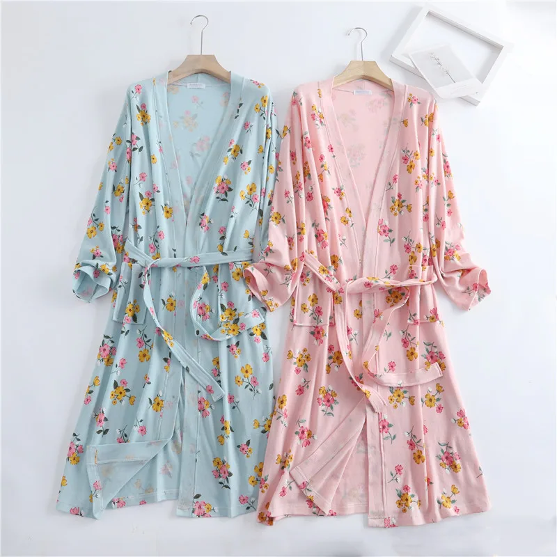 Women's Cotton Kimono Robe | Women's Bathrobe Cotton | Kimono Bathrobe ...