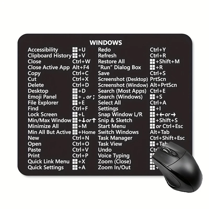 Black-Windows-11-10-Word-Excel-Keyboard-Shortcuts-Mouse-Pad-Thickened ...