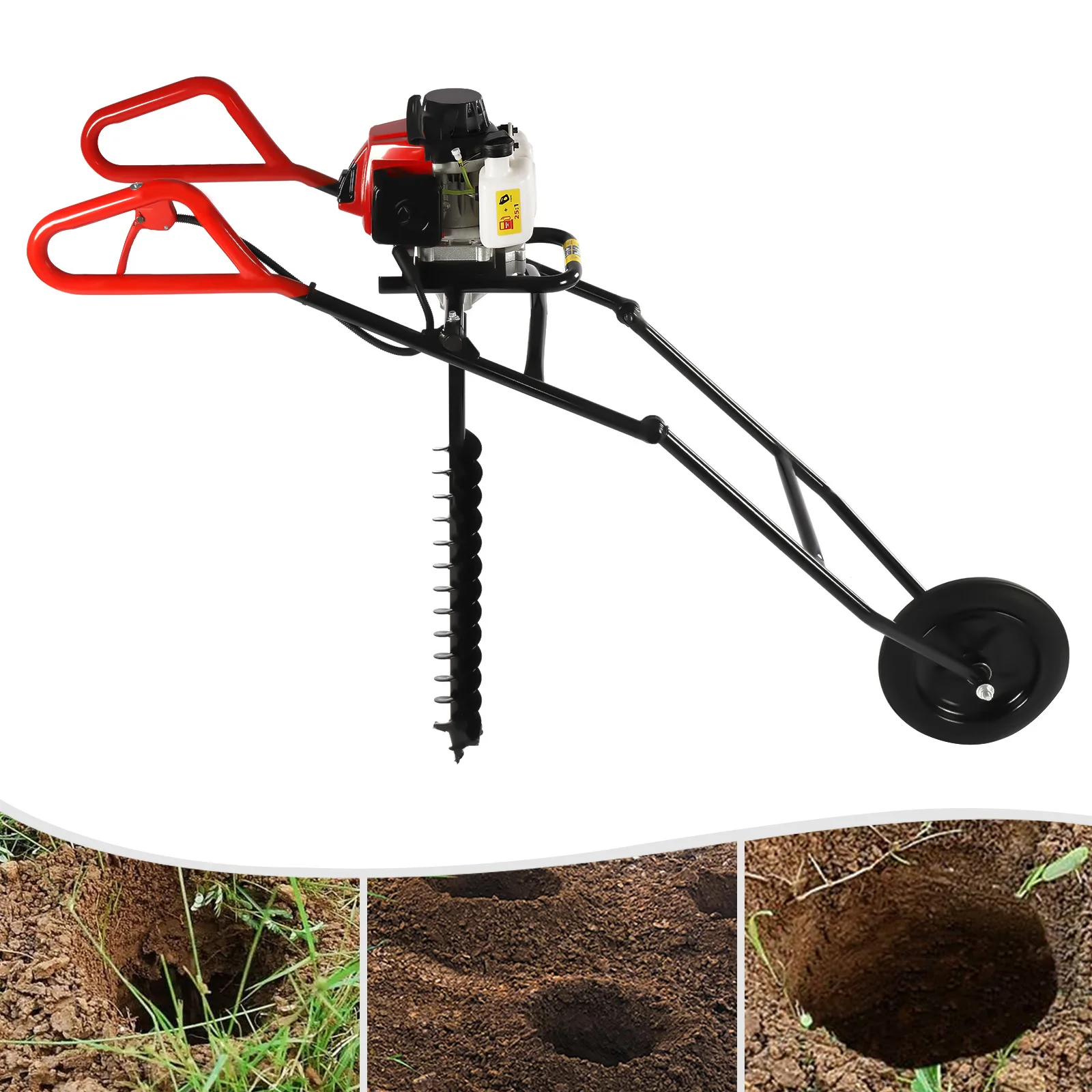 63CC-Hole-Punch-Ground-Gasoline-Motor-Drill-Pit-Digger-Foldable-Single ...