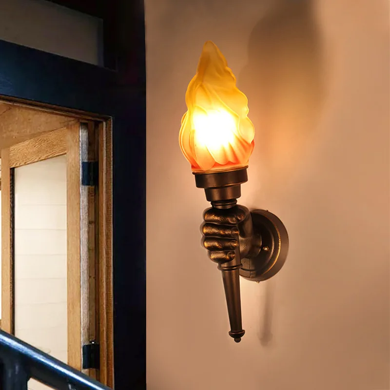 Nordic-Retro-Flame-Wall-Lamp-Bedroom-Bedside-Kitchen-Restaurant-Bar ...