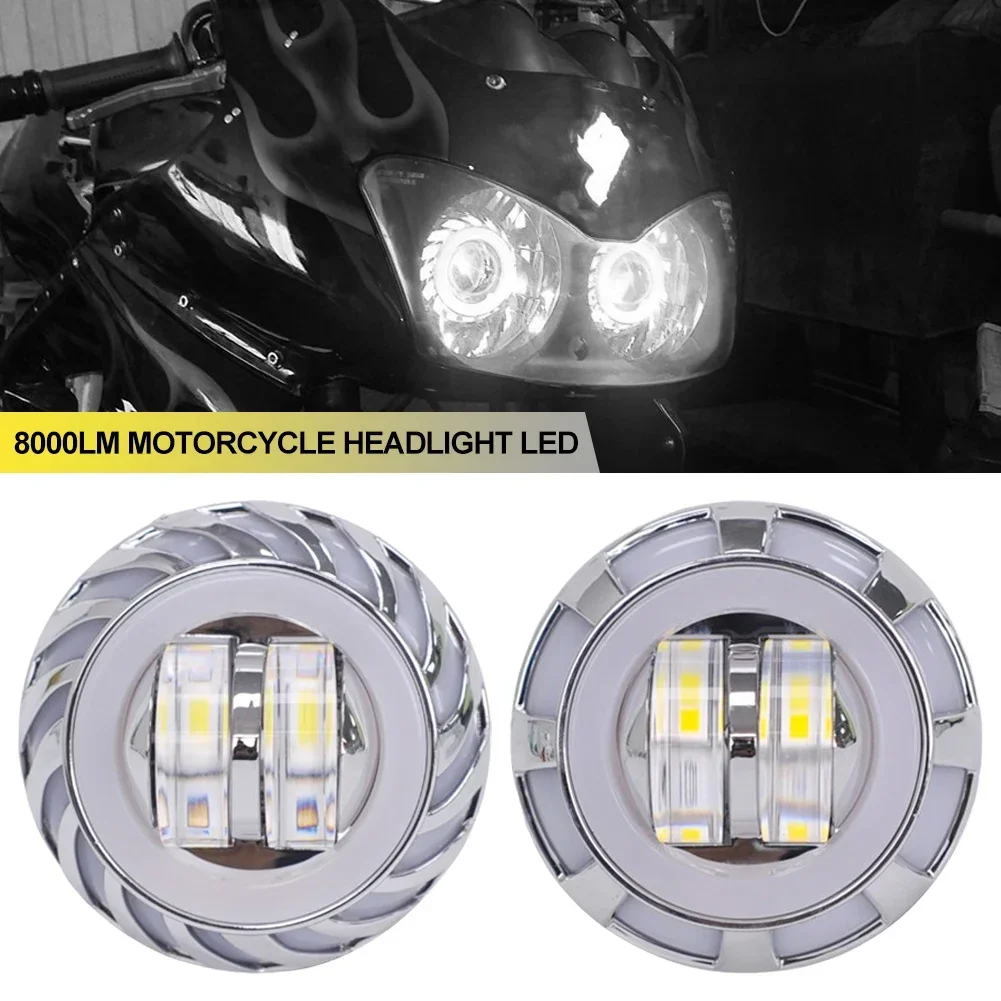 Car-Motorcycle-8000LM-Headlight-LED-Angel-Devil-Eyes-Headlight ...